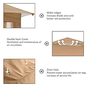 MASTERCANOPY Patio Gazebo Outdoor Pop Up Gazebo with Mesh Walls (13x13, Khaki)