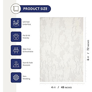 Abani Nomad Cream Area Rug 8' x 10' for Living Room, Bedroom - Abstract Pattern - Durable & Easy to Clean