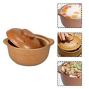 Angoily Ceramic Stew Pot Japanese Clay Pot Hot Pot Clay Pots Earthenware Clay Pot Retro Japanese Style Clay Casserole Household 1. 2L
