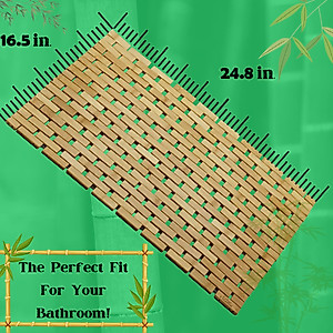Lotus Creative's Bamboo Bath and Shower Mat Perfect for Bathroom, Bathtub, Kitchen, and Sauna – Quick Dry – Boho Bathroom Accessories, Bathmat Decor