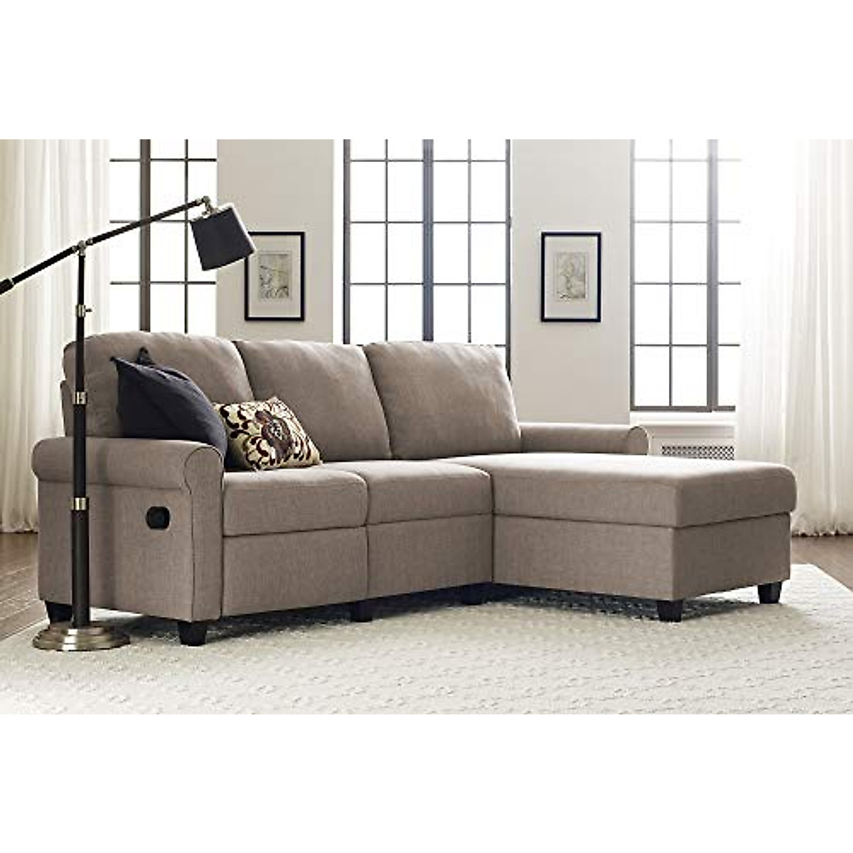 Serta Copenhagen Reclining Sectional with Right Storage Chaise - Oatmeal