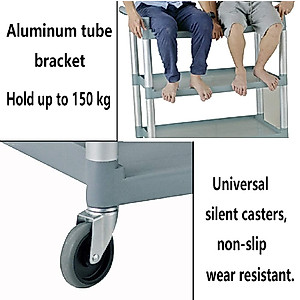 INDYAH Movable Trolleys, Household Serving Cart Commercial Tableware Collection Car, 3-Tiers Storage Hand Trucks, with Wheels and Handle, Plastic Hotel Collecting Dining Car/Gray/Large