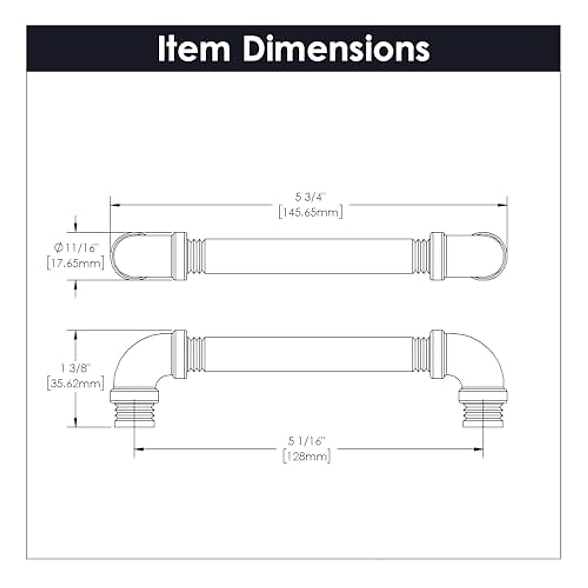 Hickory Hardware Pipeline Collection Pull 5-1/16 Inch (128mm) Center to Center Black Nickel Vibed Finish
