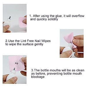 540Pcs Lint Free Nail Wipes, Faiteary Absorbent Gel Nail Polish Remover Pads, Non Lint Soft Glue Cleaning Wipes for Nail Polish or Eyelash Extension (540 Pcs-Pink)
