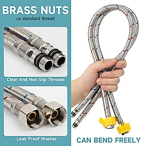 ARRISEA 32-Inch Long Braided Stainless Steel kitchen Faucet Supply Hose, Bathroom Faucet Connector Braided Supply Hose3/8'' Female Compression x M10 Male x 2 Pcs (1 Pair)