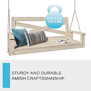 Porchgate Amish Heavy Duty 700 Lb Boardwalk Porch Swing W/Chains (5 Foot, Unfinished)