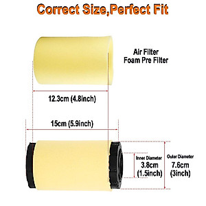 HIFROM Air Filter + Pre Filter Replacement for 793569 John Deere GY21055 MIU11511 Rotary 12673 Stens 100-929,Lawn Mower Air Filter