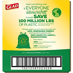 GLAD ForceFlex Tall Kitchen Drawstring Trash Bags, 13 Gallon Grey Trash Bag for Kitchen Trash Can, Odor Shield, Odor Eliminator and Leak Protection, 110 Count