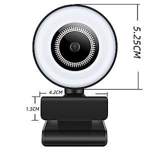 Jinpei JW-03W 2K QHD USB Web Computer Camera,with Multi-Level Ring Light, Microphone, Plug and Play,for Zoom/Skype/Teams, Conferencing and Video Calling