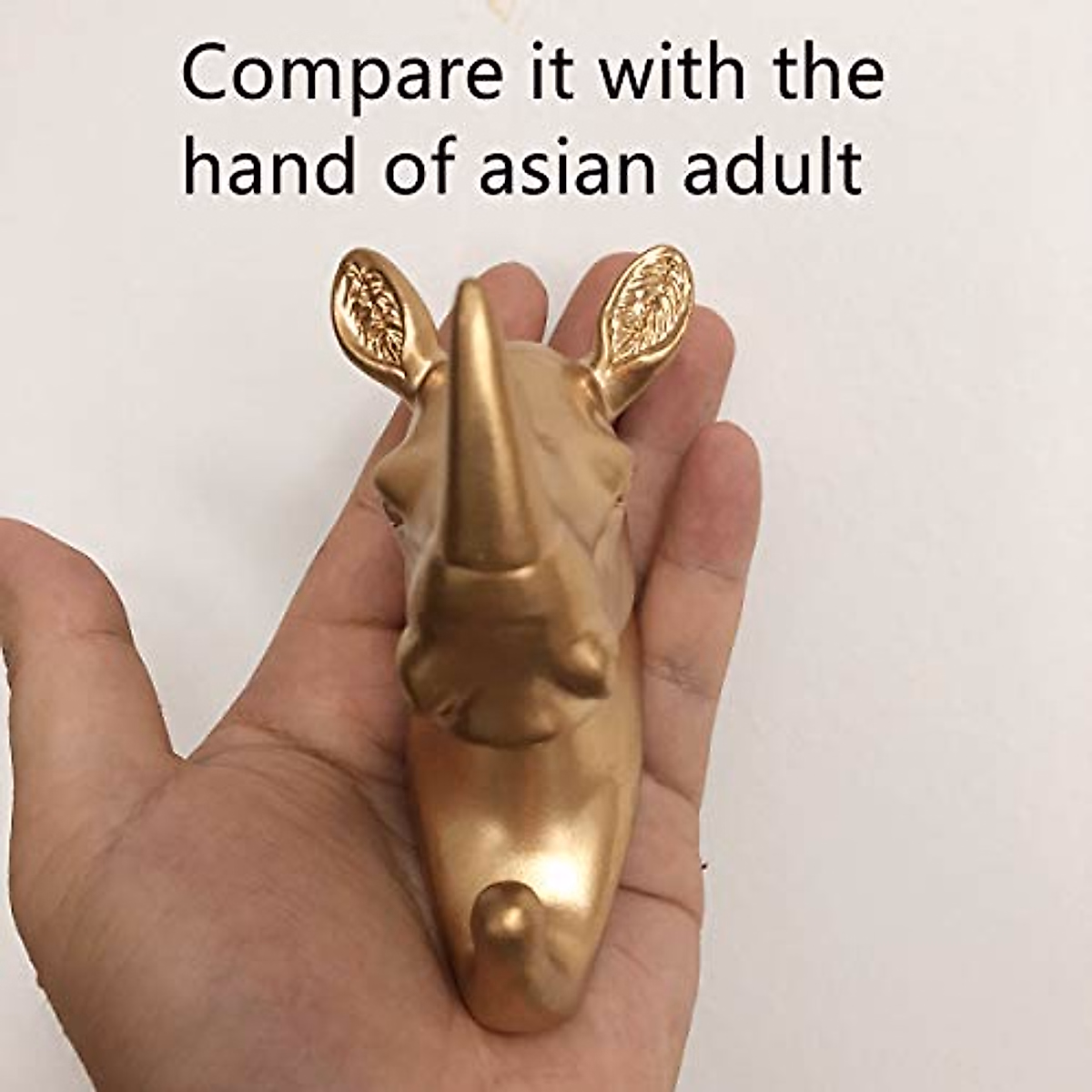 BiuBiu Home Set of 3 Elephant Head Sheep Head and Rhino Head Wall Hooks/Hangers Animal Shaped Coat Hat Hooks (Gold)