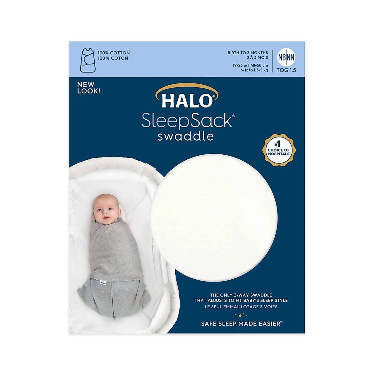 HALO 3.0 BassiNest Swivel Sleeper and 100% Cotton Sleepsack Swaddle, Cream, Small (Bundle)