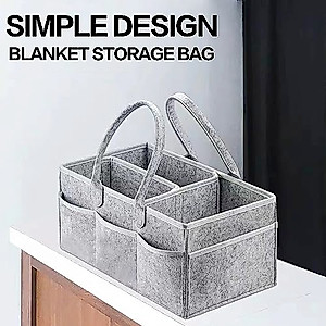 Baby Diaper Caddy Organize,Nursery Basket Set,Boys Girls Nursery Storage Bin,Large Nursery Holder Tote with Removable Compartments,Car Organizer for Diapers and Baby Wipes Newborn Essentials (Gray)