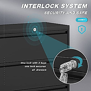 GangMei 3 Drawer Lateral File Cabinet, Metal Lateral File Cabinets with Lock, Legal Size Steel Lateral Filing Cabinet for Office and Home