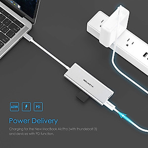 LENTION USB C Multi-Port Hub with 4K HDMI, 4 USB-A, SD 3.0 Card Reader, Type C Charging Adapter Compatible 2023-2016 MacBook Pro 13/15/16, New Mac Air/Surface, Chromebook, More (CB-C36, Silver)