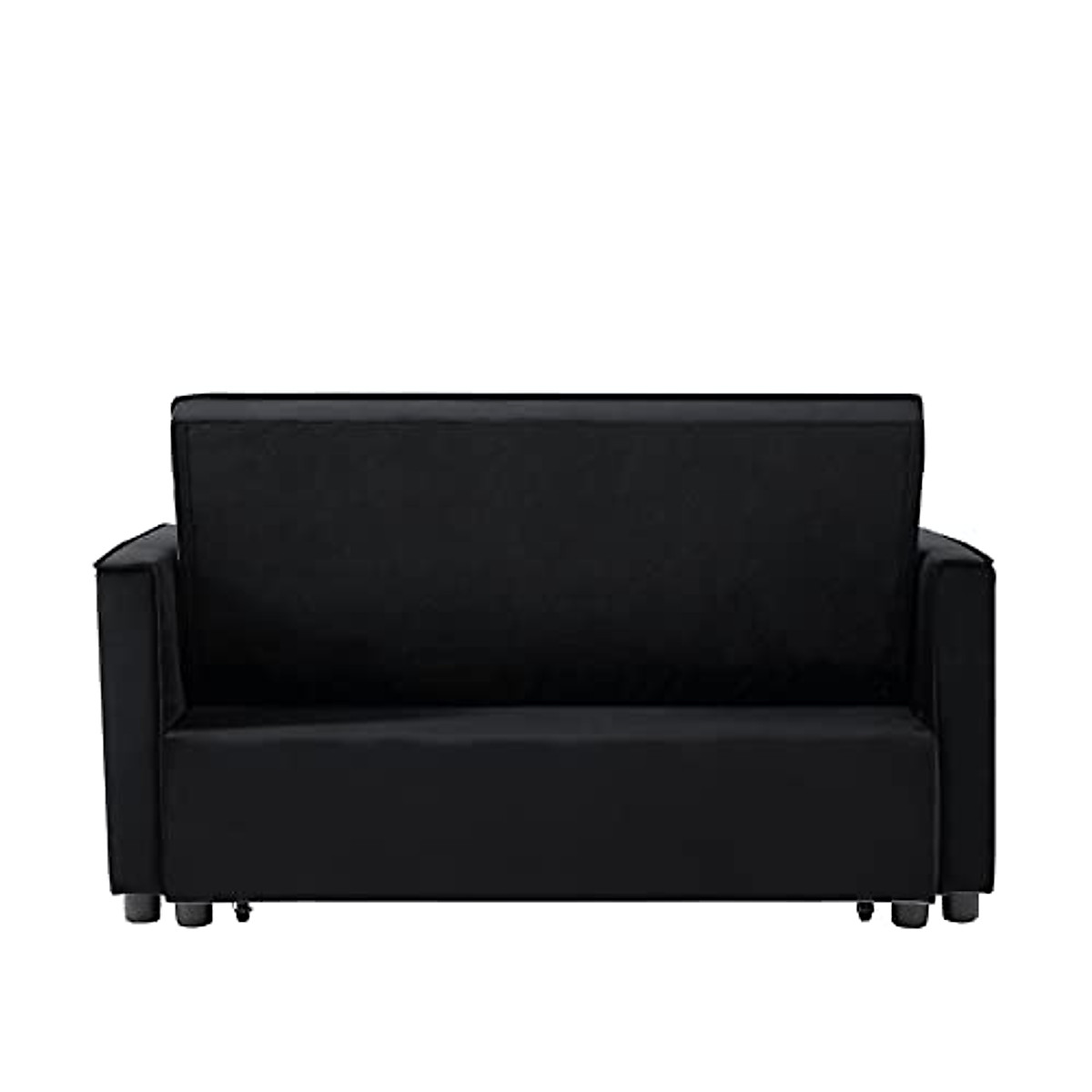FANYE Modern Convertible Loveseat Pull Out Sleeper Bed,2 Seater Sofa & Couch W/Adjustable Backrest,Tufted Daybed for Home Apartment Office Living Room, Black Twin Velvet Both Side Pockets