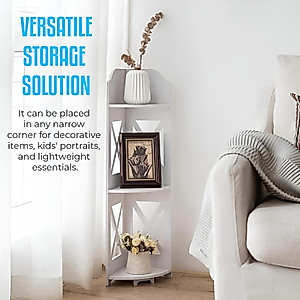 KOAJ Corner Shelf Stand: Versatile Storage Organizer Ideal for Bathrooms, Perfect for Small Spaces. Waterproof Stand, Multi-Functional as Toilet Paper Holder. Elegant White Design