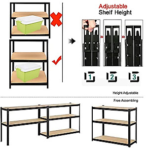Metal Shelving Unit Adjustable Garage Storage Utility Rack Heavy Duty Shelves Organization Multipurpose Shelf Warehouse Basement Kitchen Living Room, 5-Tier, 11" D×28" W×59" H, 1 Pack