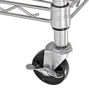 Sandusky MWS361872 5-Tier Mobile Wire Shelving Unit with 3" Rubber Casters, 5 Wire Shelves, Chrome, 72" Height x 36" Width x 18" Depth