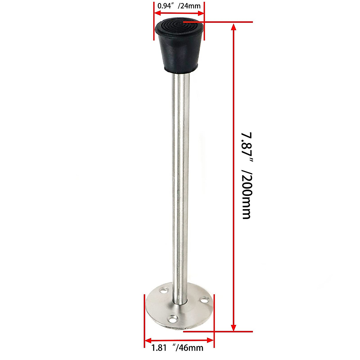 Rannb Door Stopper Stainless Steel Wall Mounted Door Stop with Rubber Bumper 7.87"/200mm Length