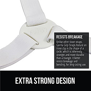 Gorilla Grip Large Clothes Storage Bag Organizer 3 Pack and Nonslip Bed Sheet Straps 4 Pack, Storage Bag Size 90L in Gray, Reinforced Handles, Sheet Straps in White, Easy Install, 2 Item Bundle