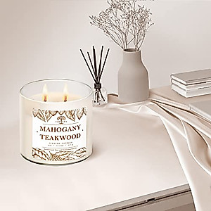 Mahogany Teakwood Candles,Scented Candles with 2 Wicks,Chirtmas,Birthday Gifts for Women,Men,Girlfriend,Boyfriend,14.5oz