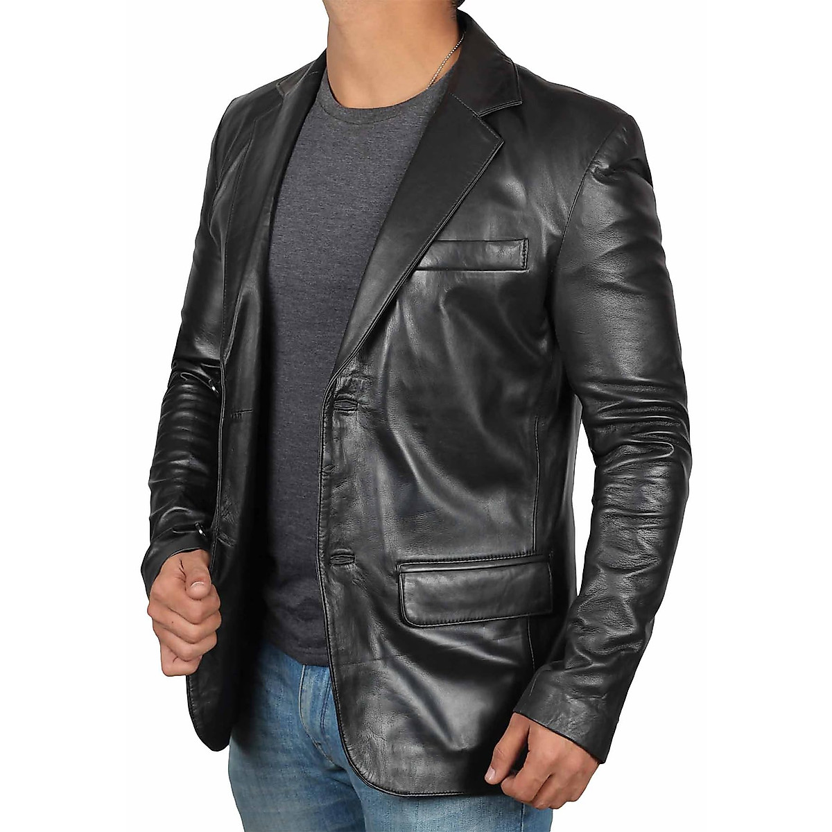 Decrum Black Leather Jacket - Fall Jacket [1500566] | Blazer, XXL