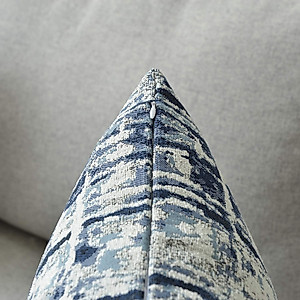 ROMANDECO Jacquard Decorative Throw Pillow Covers for Couch Set of 2, 18x18 Inches, Navy Blue