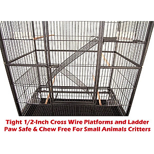 54" Large Wrought Iron 4-Level Chew-Proof Tight 1/2-inch Wire Spacing Ferret Squirrel Chinchilla Sugar Glider Rats Mices Rabbit Squirrel Hamster Cage Easy Clean Pull Out Tray Removable Rolling Stand