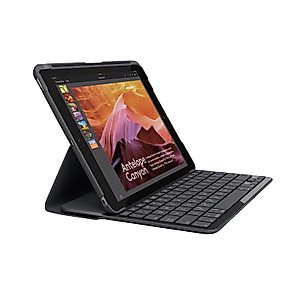 Logitech iPad Slim Folio: Case with Wireless Keyboard with Bluetooth (Black) - iPad 5th generation (2018 release)