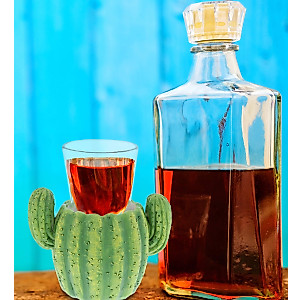 CoTa Global Green Cactus Plant Shaped Shot Glass Cool & Funny Whiskey Tequila & Alcohol Drinking Glass For Shots, Decor Shot Glasses 3.75" x 4" 1.5 Oz