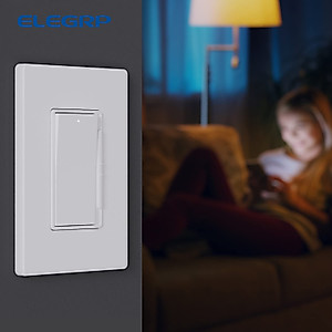 ELEGRP Digital Dimmer Light Switch for 300W Dimmable LED/CFL Lights and 600W Incandescent/Halogen, Single Pole/3-Way LED Slide Dimmer Light Switch, Wall Plate Included, UL Listed, 10 Pack, Matte White