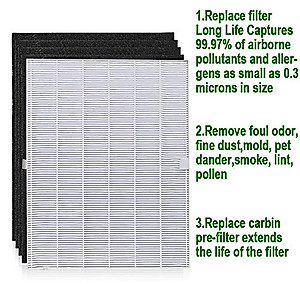 HIFROM Replacement True HEPA Filter with Plus 4 Carbon Filter 115115 Size 21 Compatible with Winix PlasmaWave air purifier 5300 6300 WAC5300 WAC5500 WAC6300- Filter A