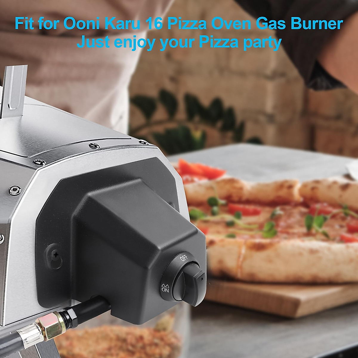 Outspark Gas Burner for Ooni Karu 16 Pizza Oven Gas Burner Attachment,Pizza Oven Accessories for Ooni Karu 16 with Gas Converter and Propane Connection Valve Hose