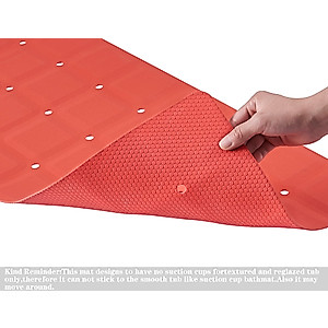 Webos Foldable Non Slip Silicon Bath Mat Bathtub mat Shower mats no Suction Cups for Textured Tub and Reglazed Tub(Foldable-Red, 28-inch x 14-inch)