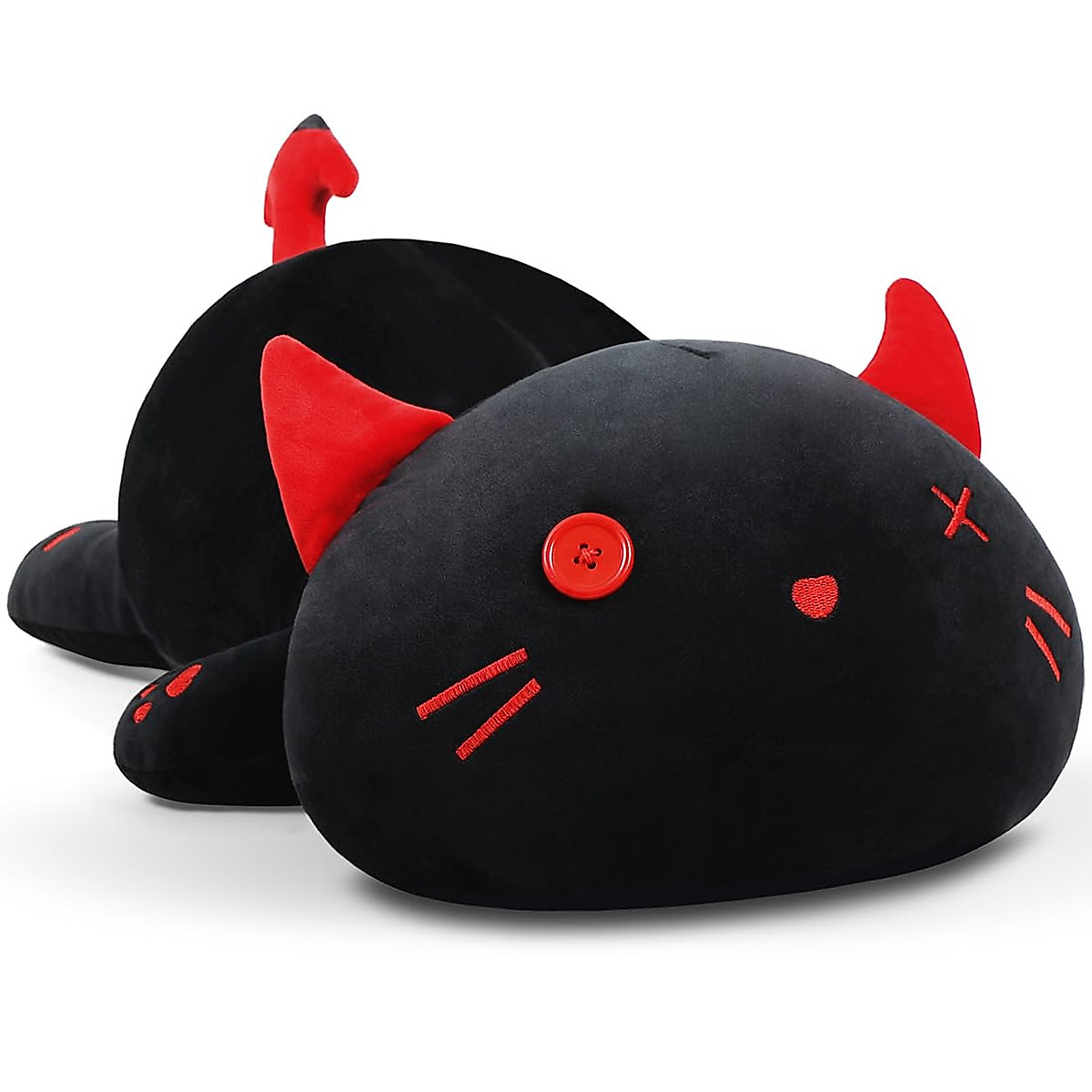 Cute Black Cat Plush Toy Soft Stuffed Animal Kitten Hugging Pillow Kawaii Plushie Kitty Toy for Kids Gift, 12"