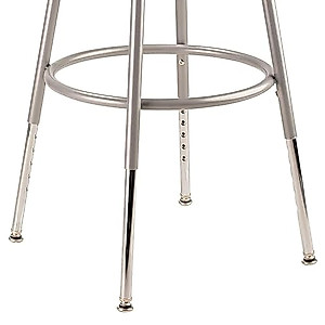 National Public Seating 6400 Series Heavy Duty 18 Inch Adjustable Height Steel Stool with Vinyl Padded Seat, Grey Frame and Legs