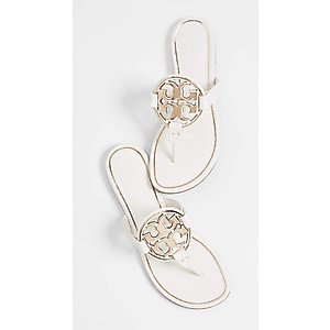 Tory Burch Women's Metal Miller Flip Flops, Bleach/Gold, 7.5 Medium US