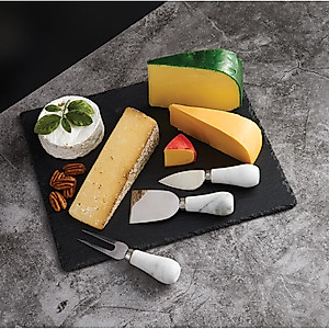 HIC Kitchen Cheese Tool Set, Stainless Steel and Marble