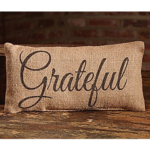 Small Grateful Calligraphy Print 6 x 12 Burlap Decorative Throw Pillow (One Pack)