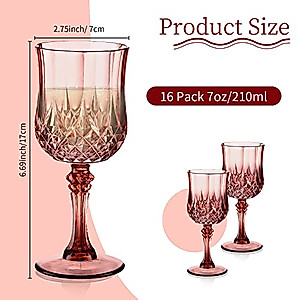 XUWAIDSGN 7oz Plastic Vintage Rose Gold Drinking Glasses Pink Wine Glasses Unbreakable Wedding Glassware Crystal Water Goblets Reusable Drinkware Vintage Champagne Flutes (24, Rose Gold)