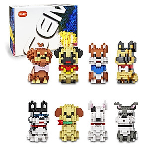 SEMKY Micro Mini Blocks Dog Series Pets Dog 8 in 1 Animal Model Set,(1616Pieces) -Building and Pet Toys Gifts for Kid and Adult