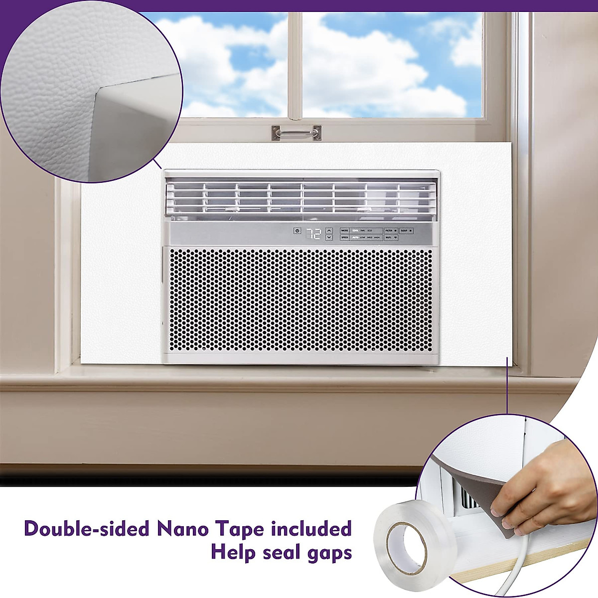 Mxclimate Full Surround Window AC Insulation Foam Side Panels for Air Conditioner Units, 39'' Width Indoor Window Seal Kit Cover, Winter and Summer