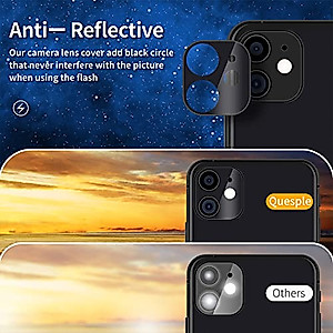 QUESPLE [Full Coverage] 2 Pack Privacy Screen Protector for iPhone 11 6.1 Inch + 2 Pack Camera Lens Protector, Anti-Spy Tempered Glass Film, with Easy Installation Kit, Anti Peeping