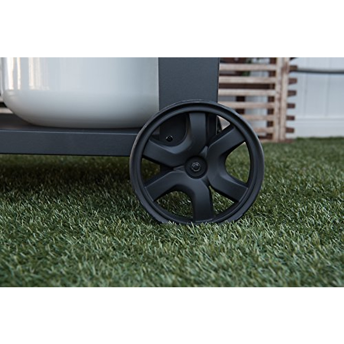 Megamaster 720-0982 5 Burner Propane Barbecue Gas Grill, Side Shelves with Hooks, for Outdoor Cooking, Patio, Garden Barbecue Grill, 50000 BTUs, Open Chart, Black