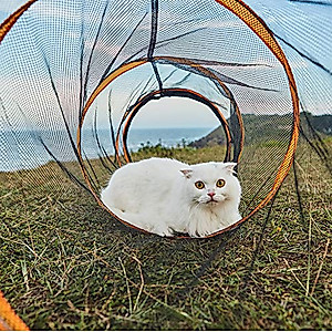 Alfa Gear YDYL Folding Cat Play Tunnel for Indoor Cat,Easy to Connect with Cat Tent with Zipper Doors,Product Size 59" L x17 x17 3 PCS/Set