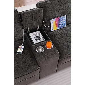 YOPTO Sectional Sleeper Sofa,Modular Couch with Pull Out Bed,Convertible L Shaped Sectionals W/Storage Chaise & Console,Cup Holder,USB & Type-C Port,Chenille Fabric,5 Seater for Living Room,Brown,120"