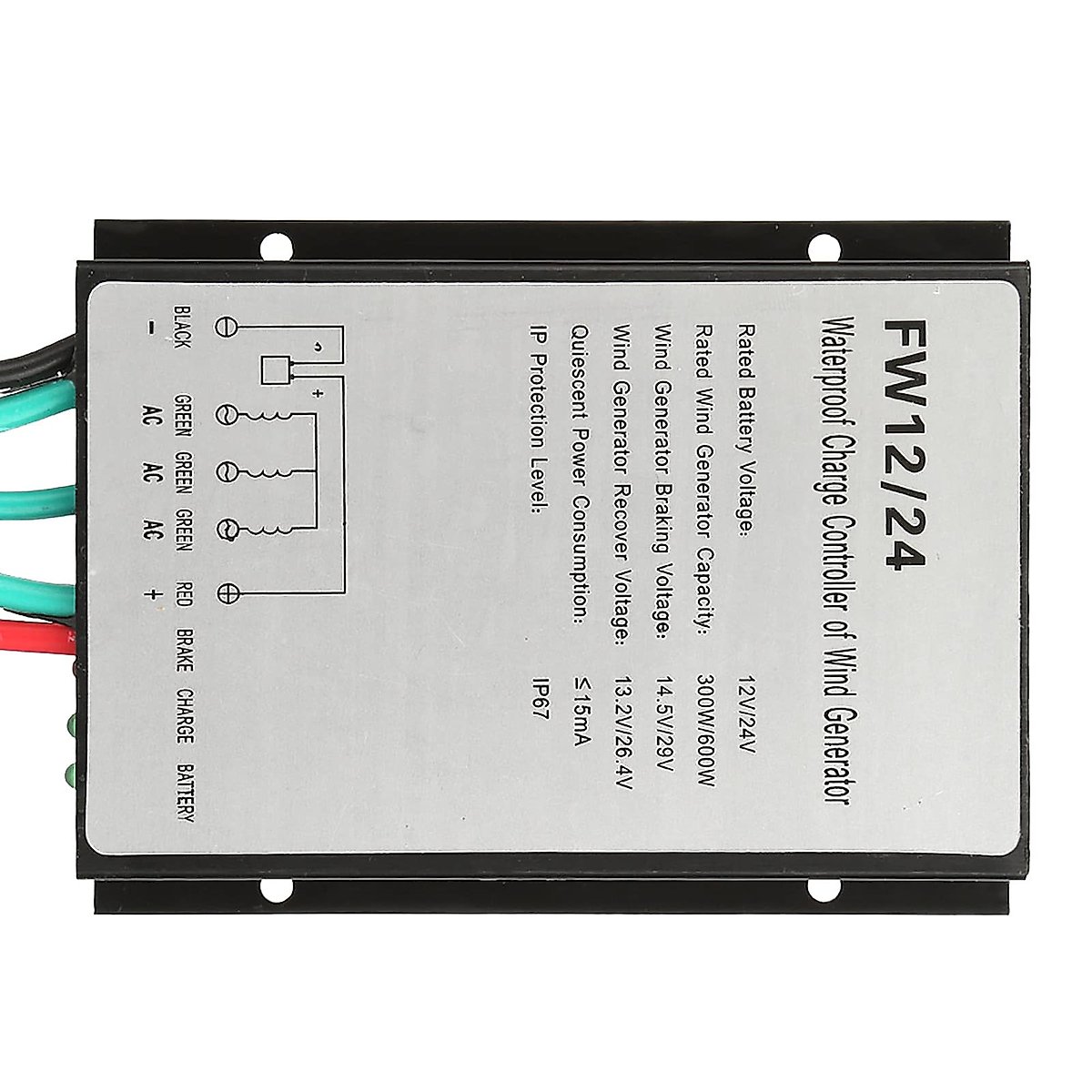 Wind Turbine Controller, 12/24V IP67 Waterproof Generator Controller Wind Turbine Automatic Controller for 300W/600W Wind Turbine System