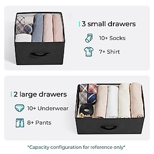 LINSY HOME Dresser for Bedroom with 5 Drawers, Fabric Long Dresser, Wide Chest of Drawers, Storage Organizer Unit for Closet, Living Room, Hallway