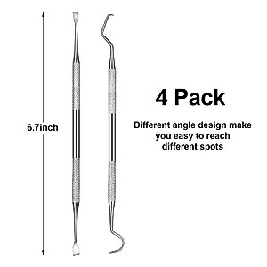 Mudder 4 Pieces Pet Tooth Scaler and Scraper Set Stainless Steel Pet Teeth Cleaning Tool Tartar Remover for Dogs Cats