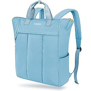 YOREPEK Puffy Tote Bag Backpack for Women, 15.6 Inch Convertible Backpack Tote Waterproof, Lightweight Computer Laptop Backpack Casual Daypack for Ladies Teacher College, Blue